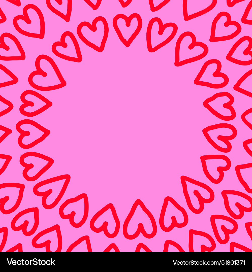 Bold marker hearts doodle round pattern line hand Vector Image