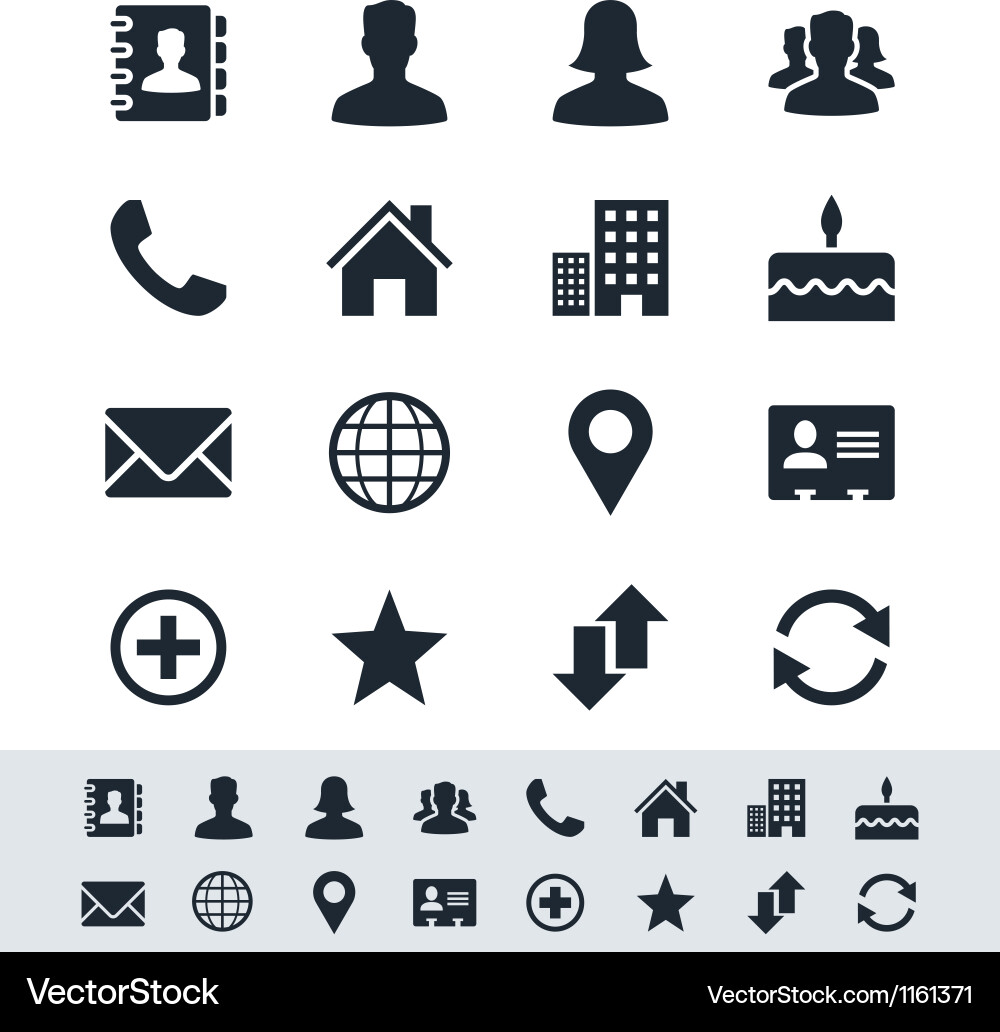 Contact icon set simplicity theme Royalty Free Vector Image