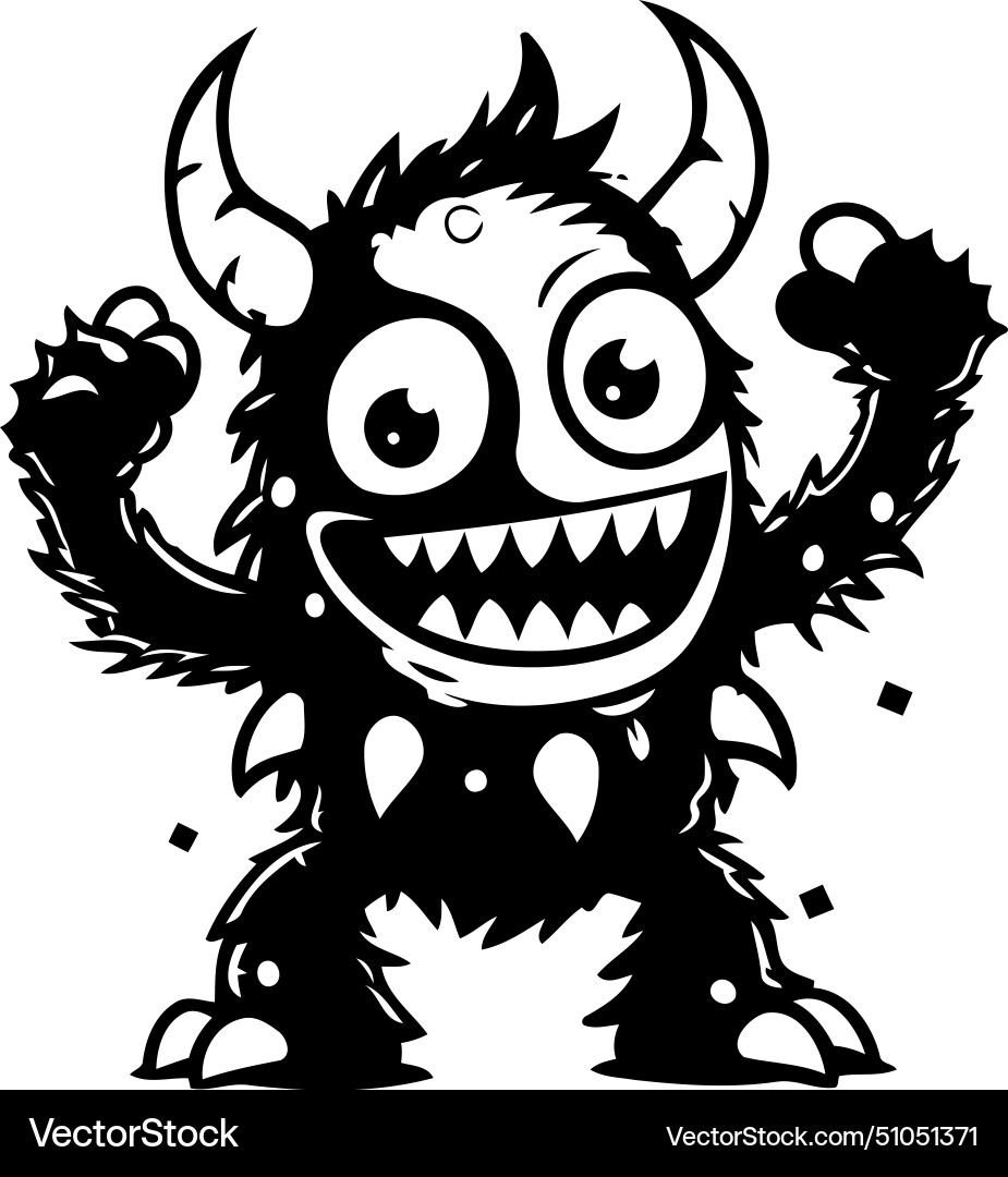 Funny cartoon monster with horns isolated Vector Image