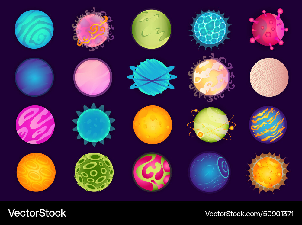 Galaxy planets mega set in flat design bundle Vector Image