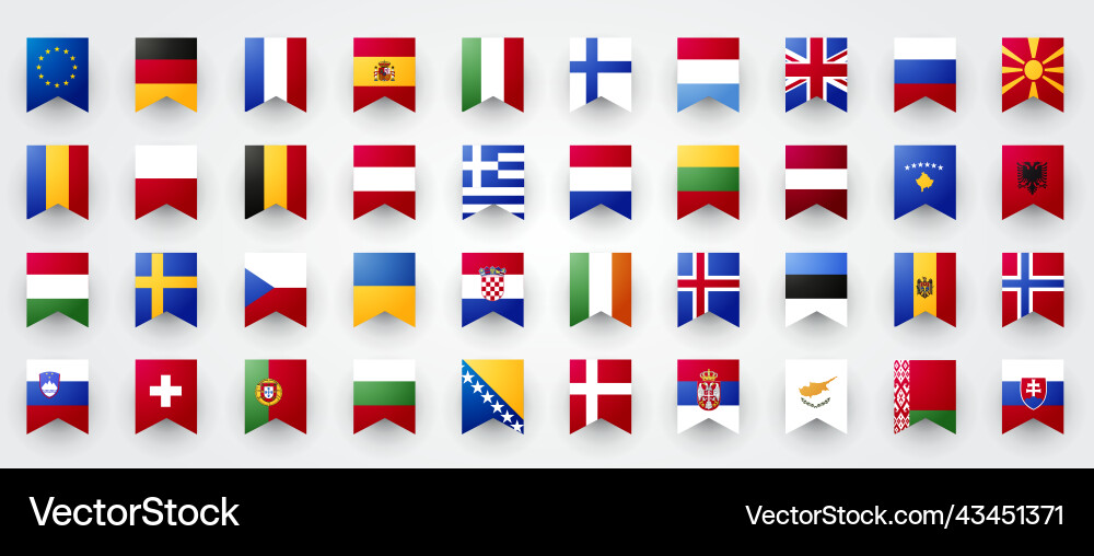 Giant europe flag or ribbon set Royalty Free Vector Image