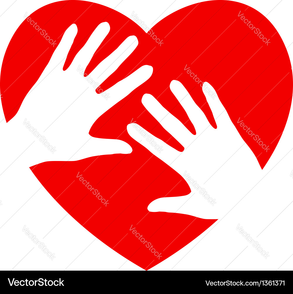 Hands and heart Royalty Free Vector Image - VectorStock