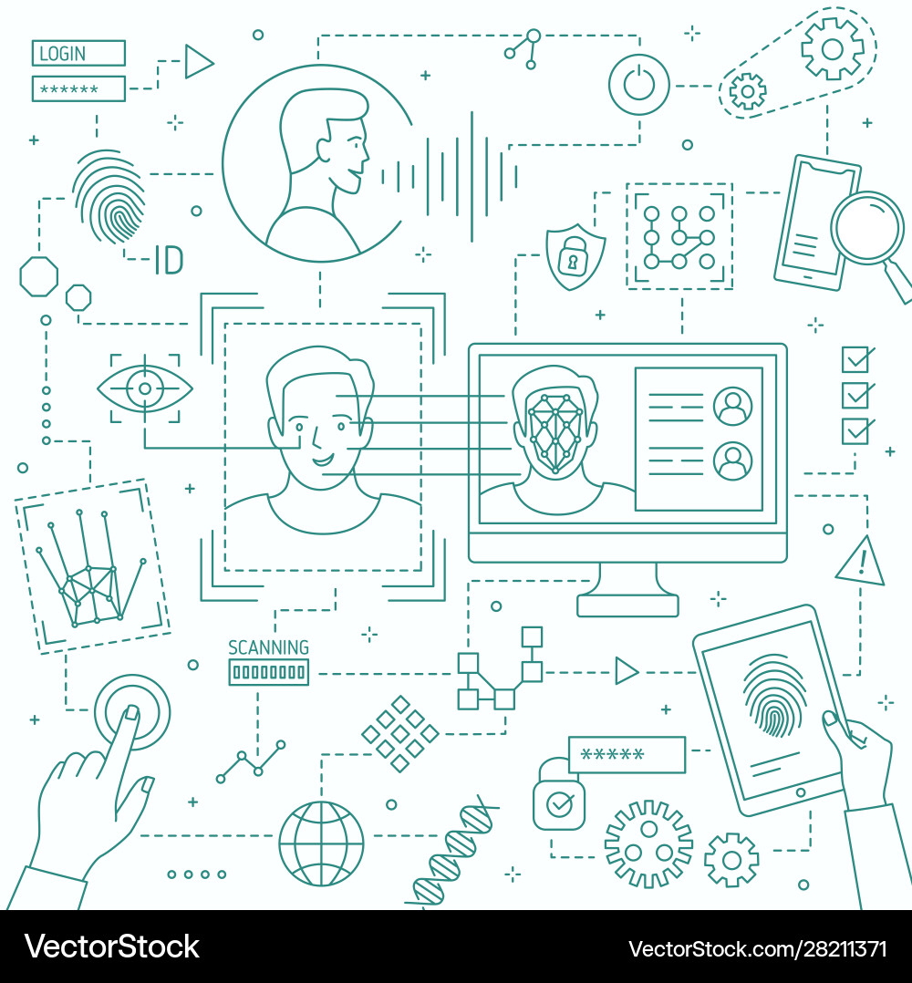 Identification technologies lineart Royalty Free Vector