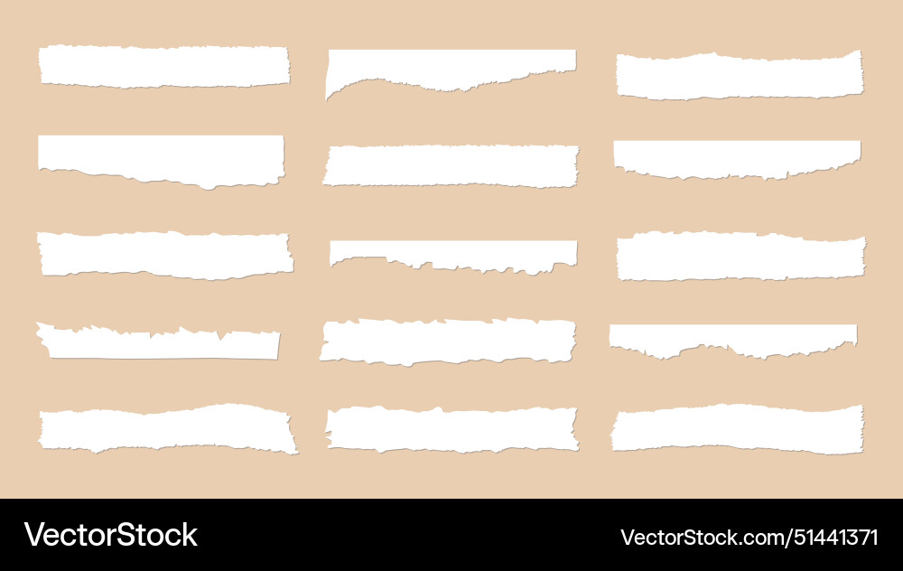 Jagged torn paper set black shape ripper Vector Image