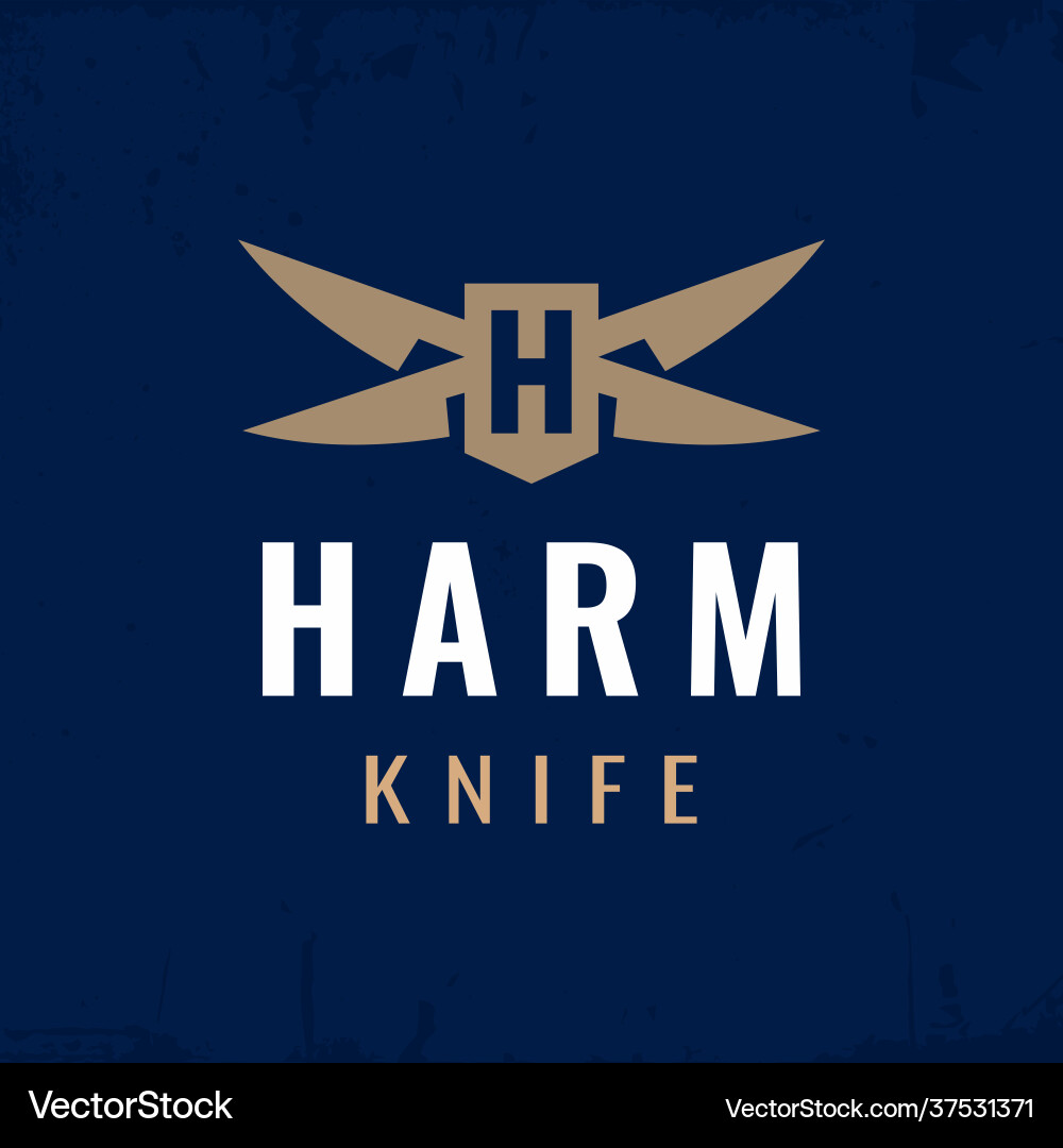 Modern professional logo h harm knife in blue Vector Image