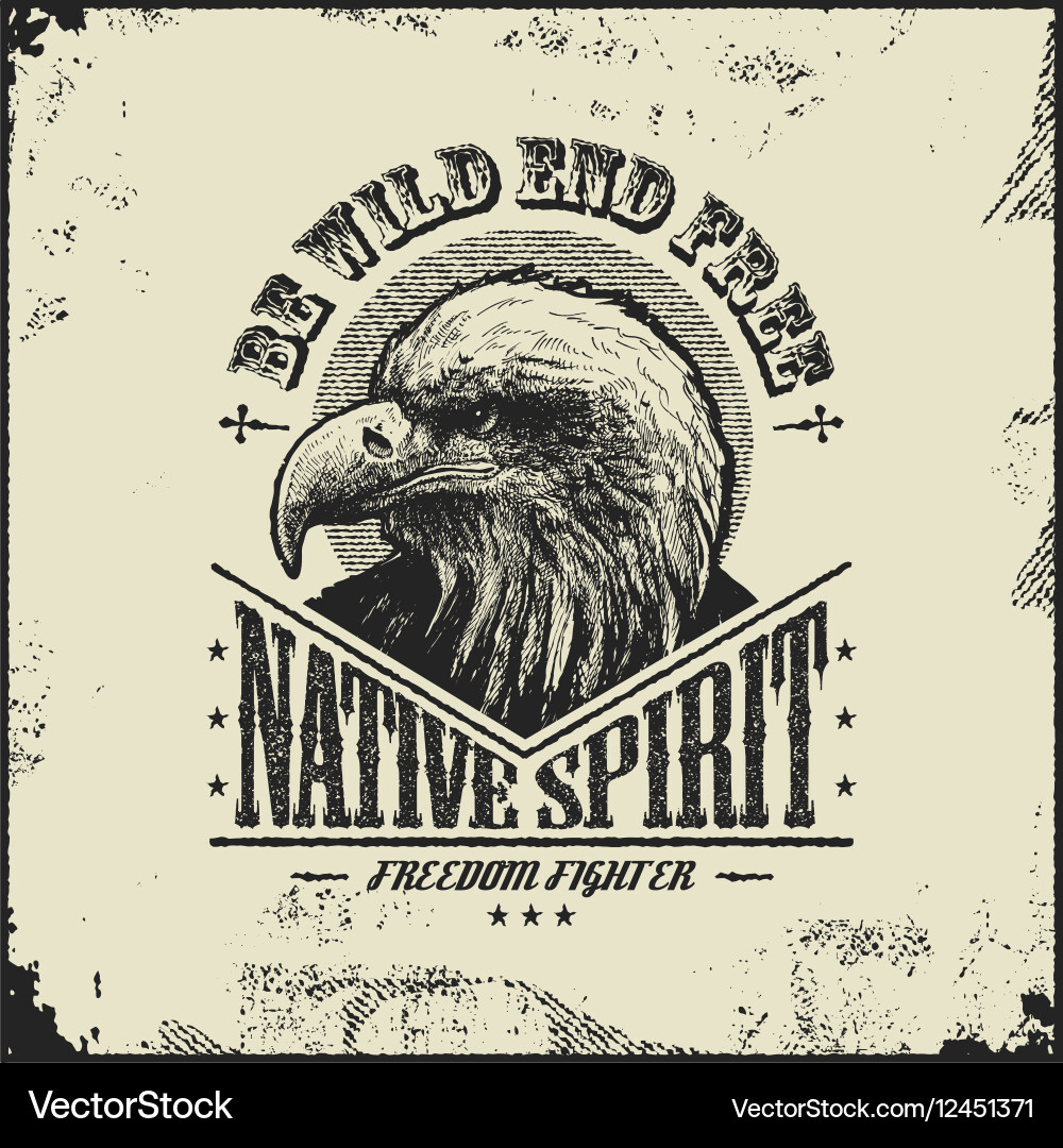 Native spirit poster with eagle Royalty Free Vector Image