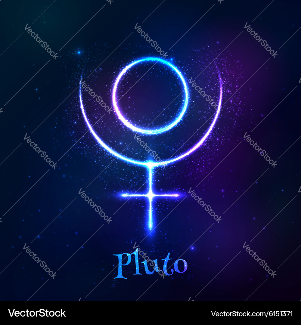 Neon Blue Pluto Symbol Royalty Free Vector Image
