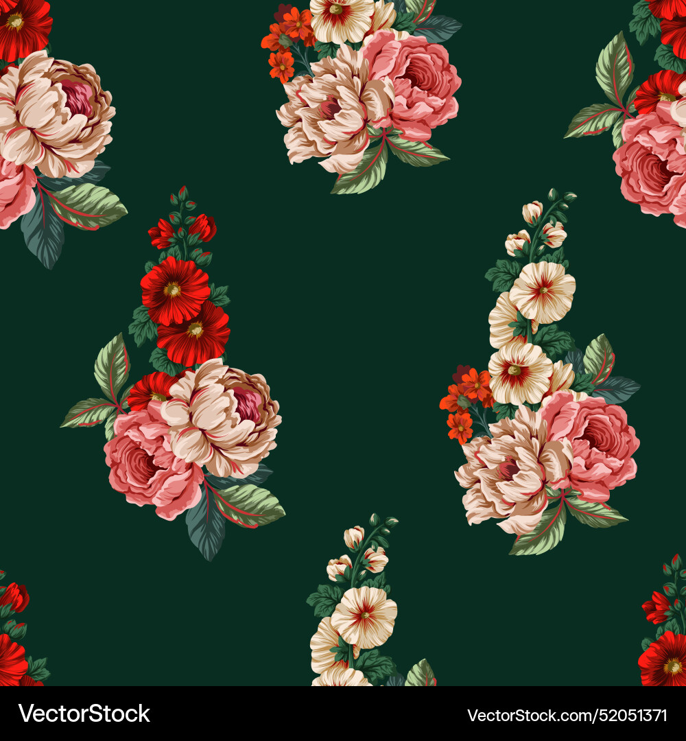 Seamless pattern with mallows and other flowers Vector Image