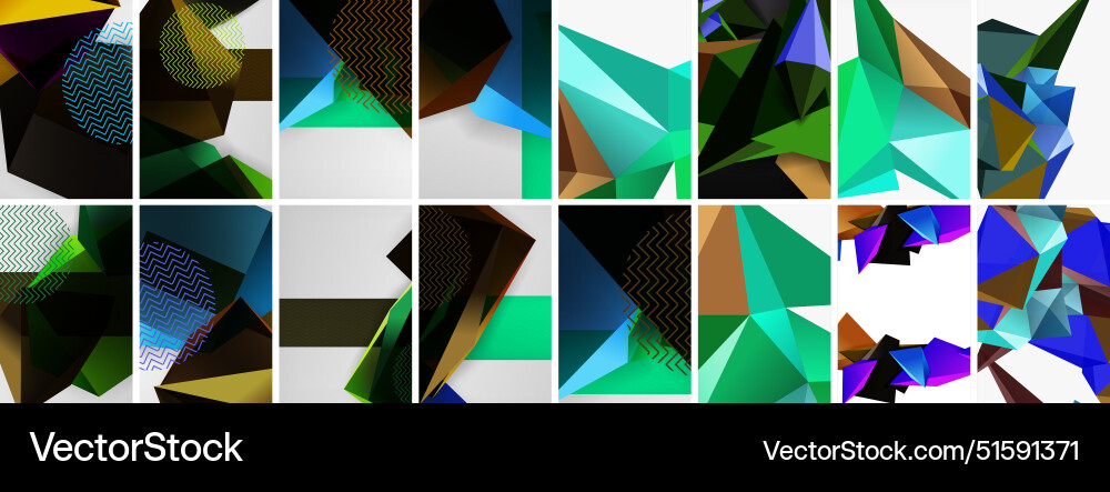Set of low poly triangles poster geometric Vector Image