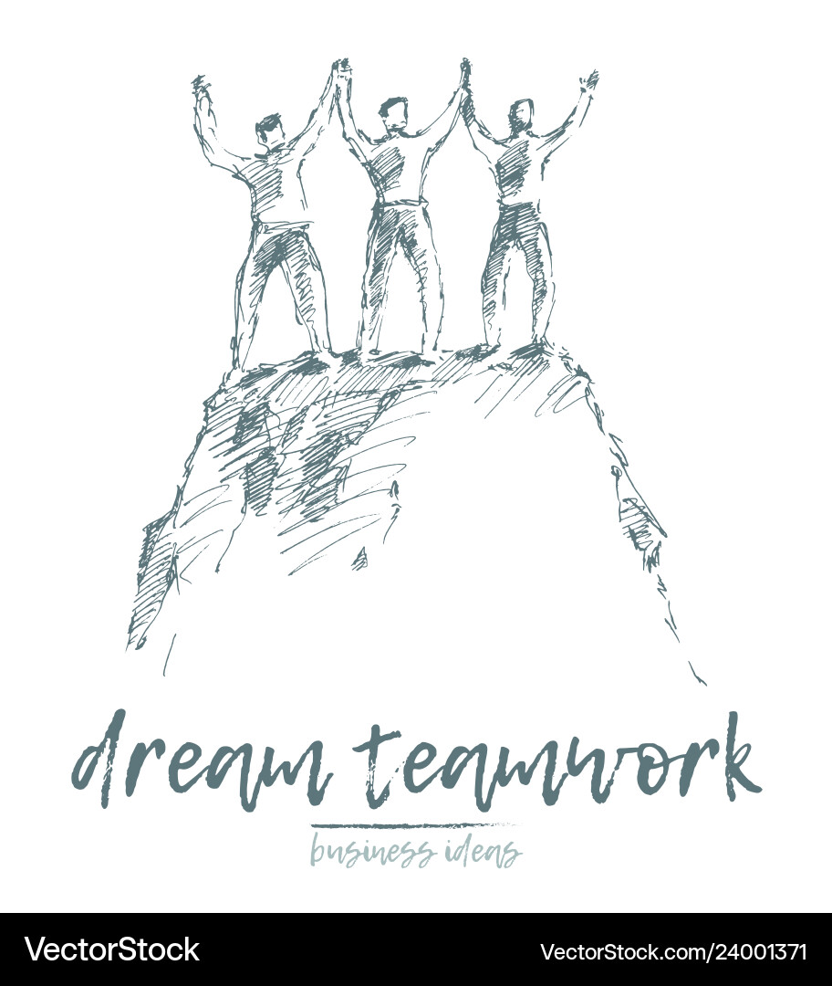 Team climbers mountain hands teamwork partner men Vector Image