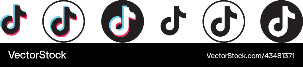 Tik tok logo set in six different versions Vector Image