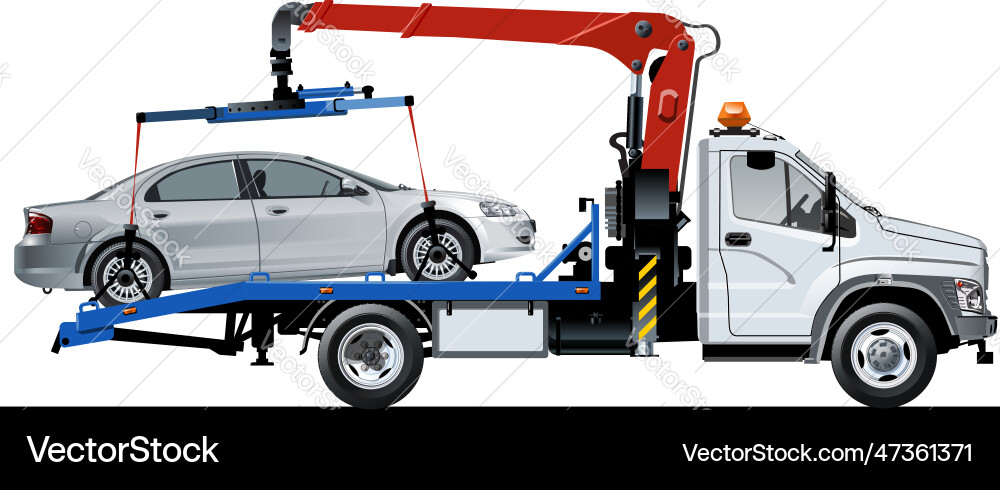 Tow truck template isolated on white Royalty Free Vector