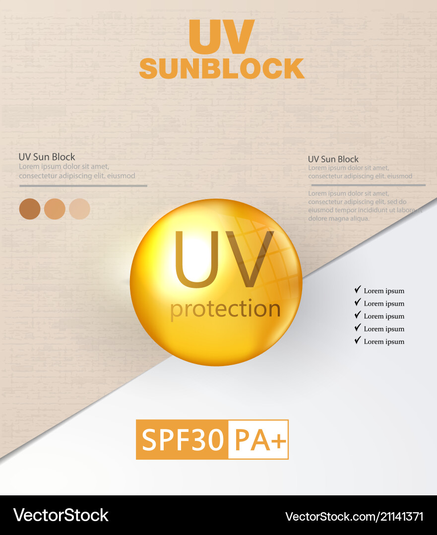 Uv protection ultraviolet sunblock Royalty Free Vector Image