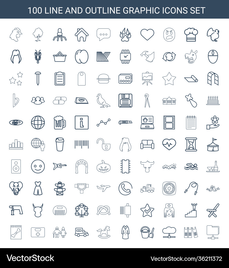 100 graphic icons Royalty Free Vector Image - VectorStock