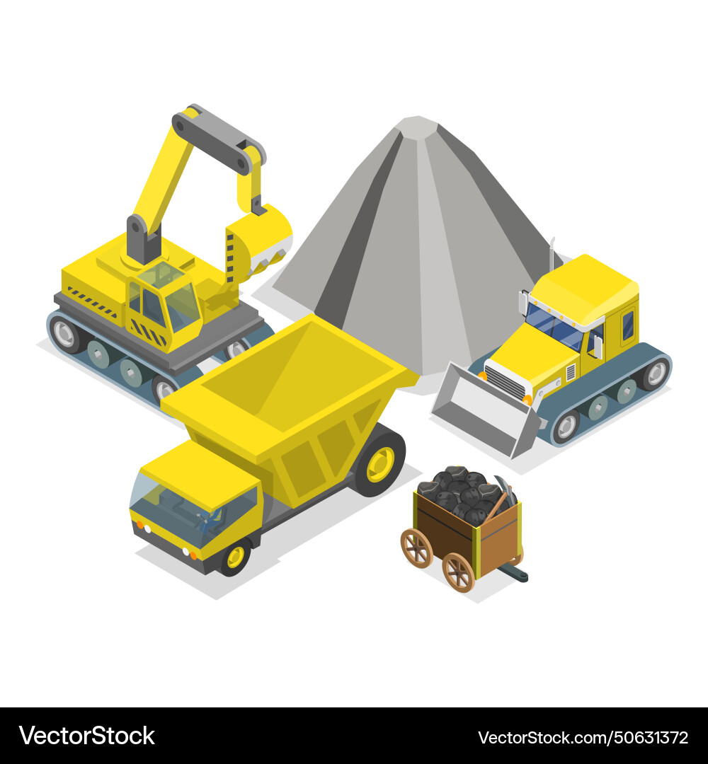 3d isometric flat of mining Royalty Free Vector Image