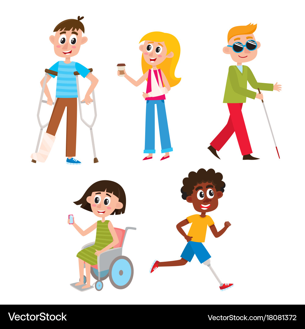 Cartoon people with injuries and disabilities Vector Image