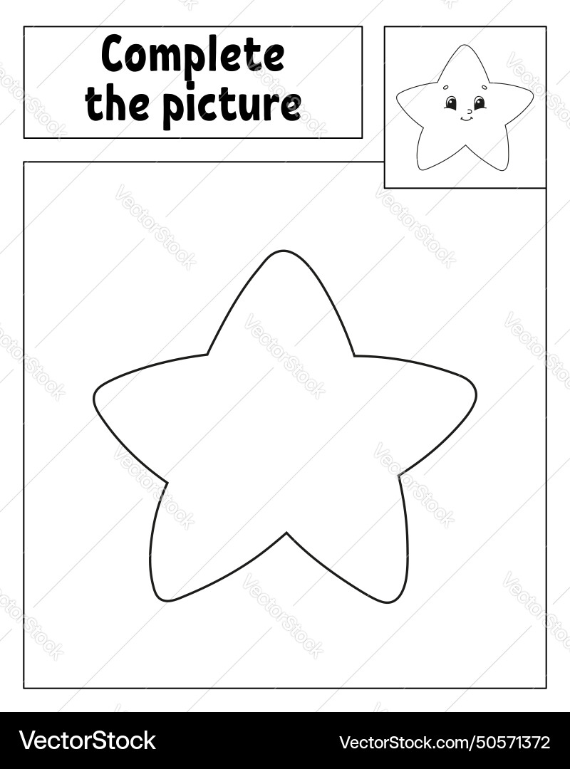 Complete the picture coloring page for kids Vector Image
