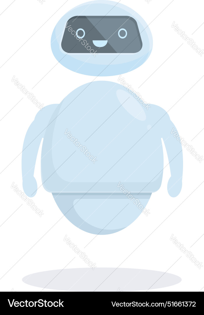 Cute smiling chatbot floating with arms Royalty Free Vector