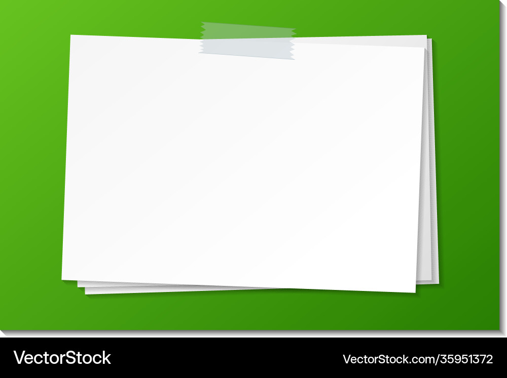 Leere Papier-Notiz-Template Stick mit Klebeband Vektorbild