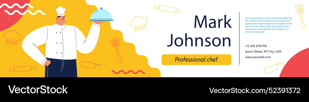Flat design chef career linkedin banner Royalty Free Vector