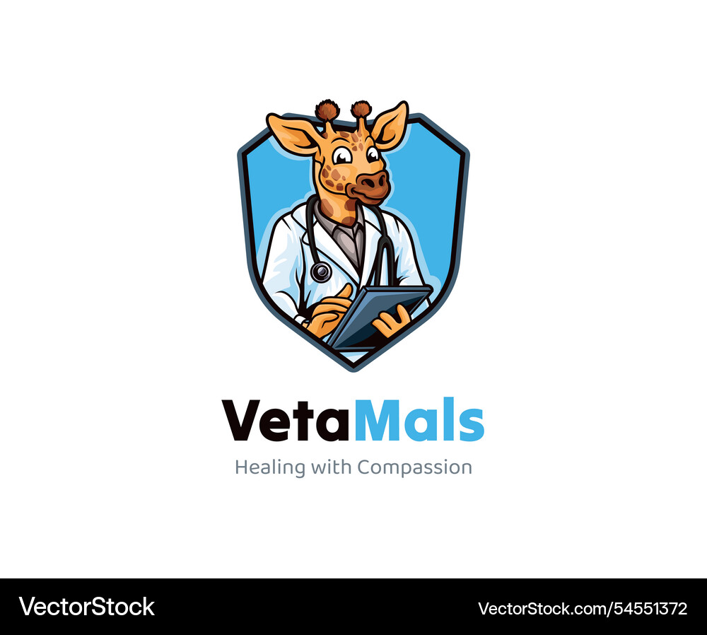 Giraffe doctor mascot logo Royalty Free Vector Image
