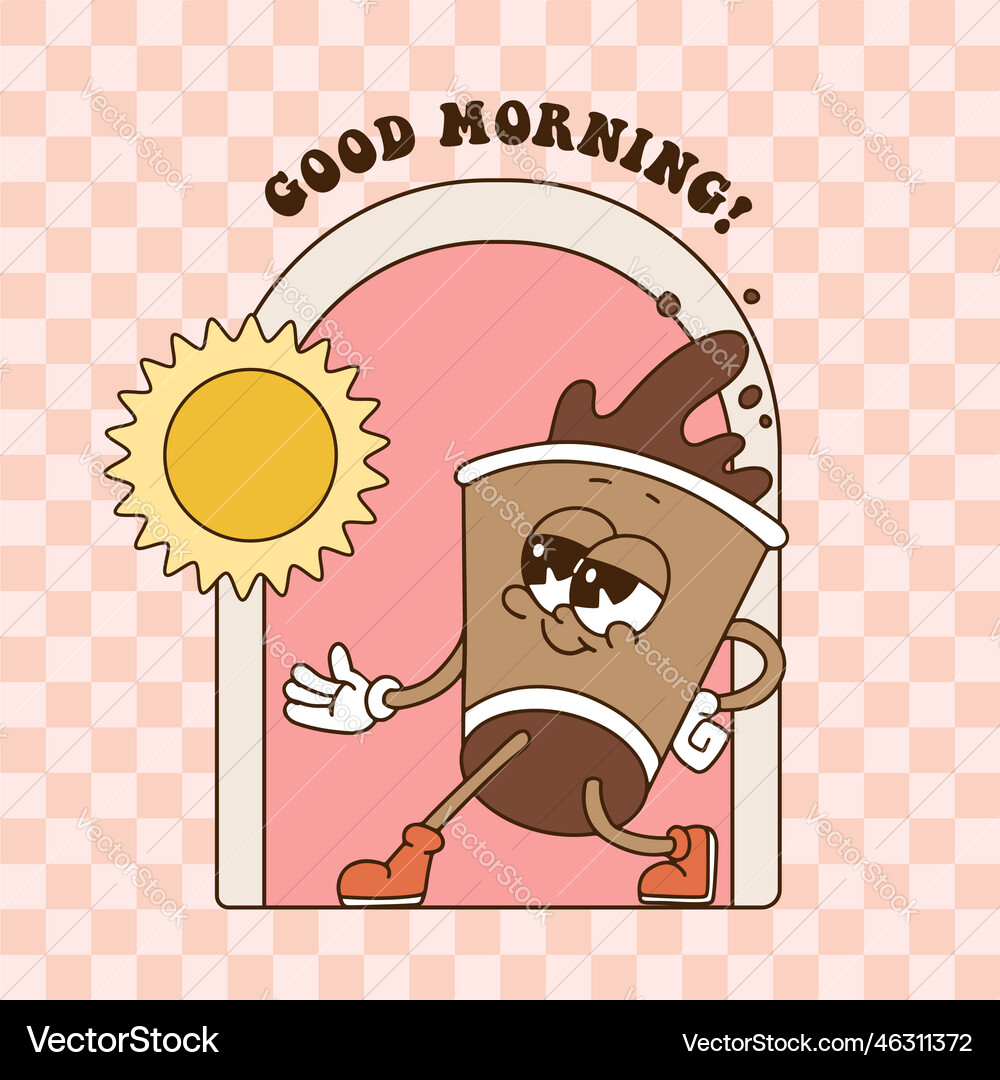 Good morning text with funny retro cartoon Vector Image
