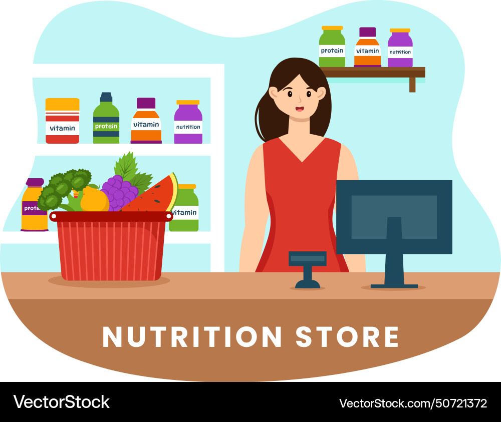 Nutrition store with dietary supplement Royalty Free Vector