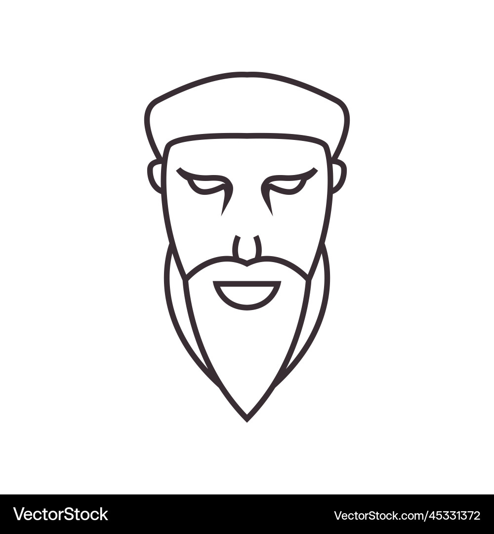 Old man line bearded icon logo Royalty Free Vector Image