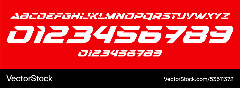 Racing typography angular italic numbers Vector Image