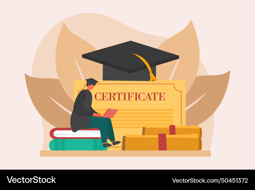 School graduation day flat design Royalty Free Vector Image