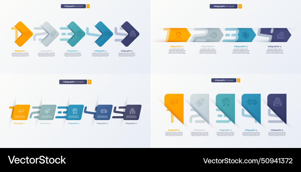 Set of number infographic template composed Vector Image