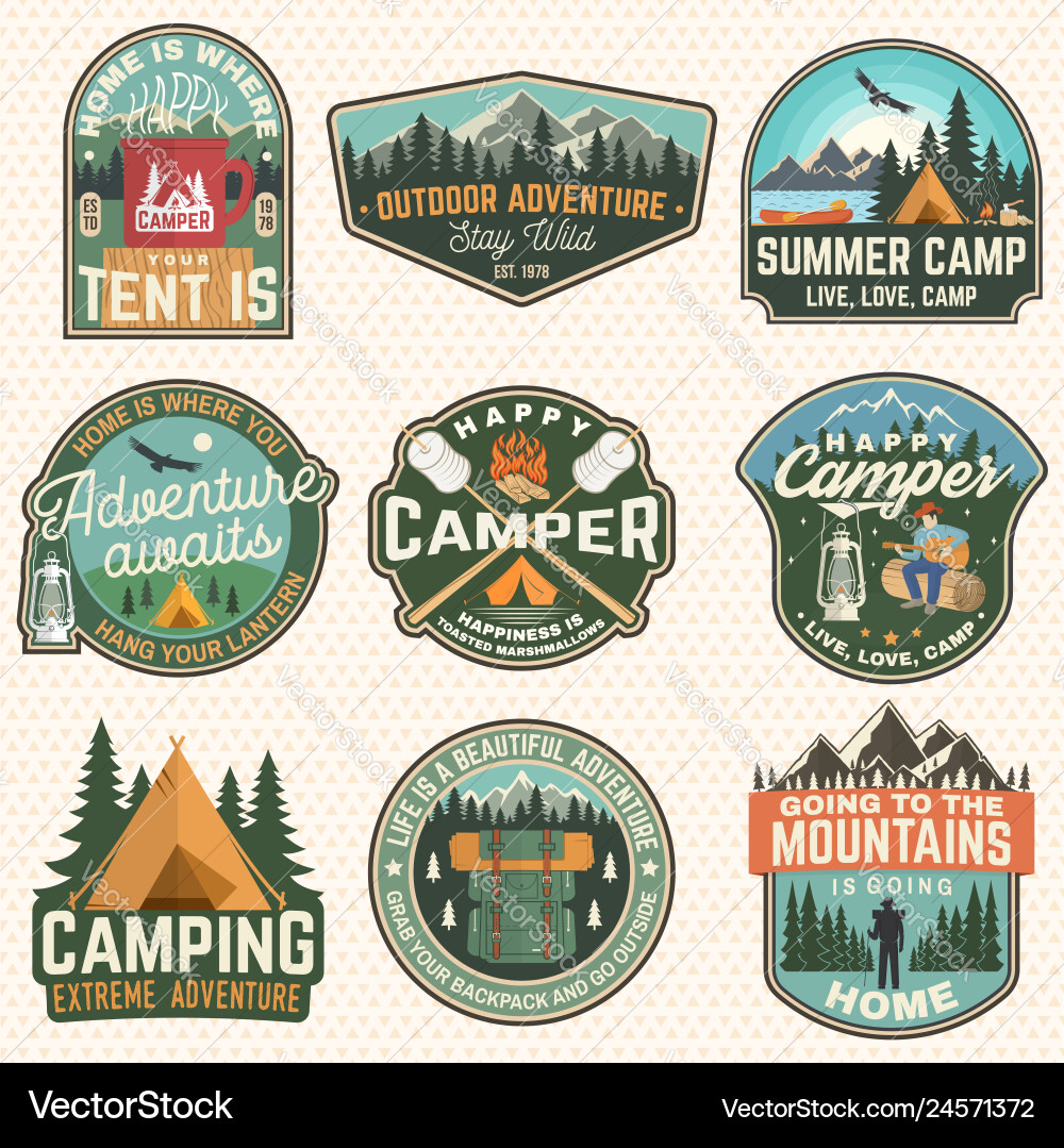 Set summer camp badges concept Royalty Free Vector Image