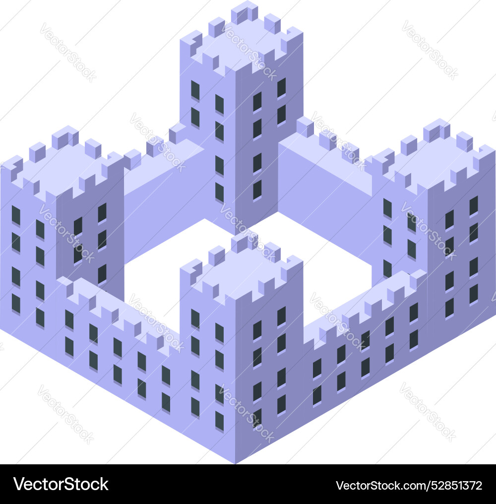 Simple medieval castle with high towers protecting