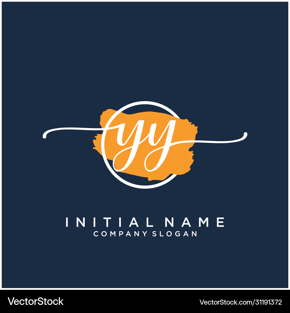 Yy initial handwriting logo design with brush Vector Image