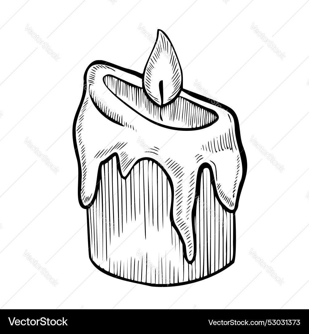 A melting candle with flame Royalty Free Vector Image