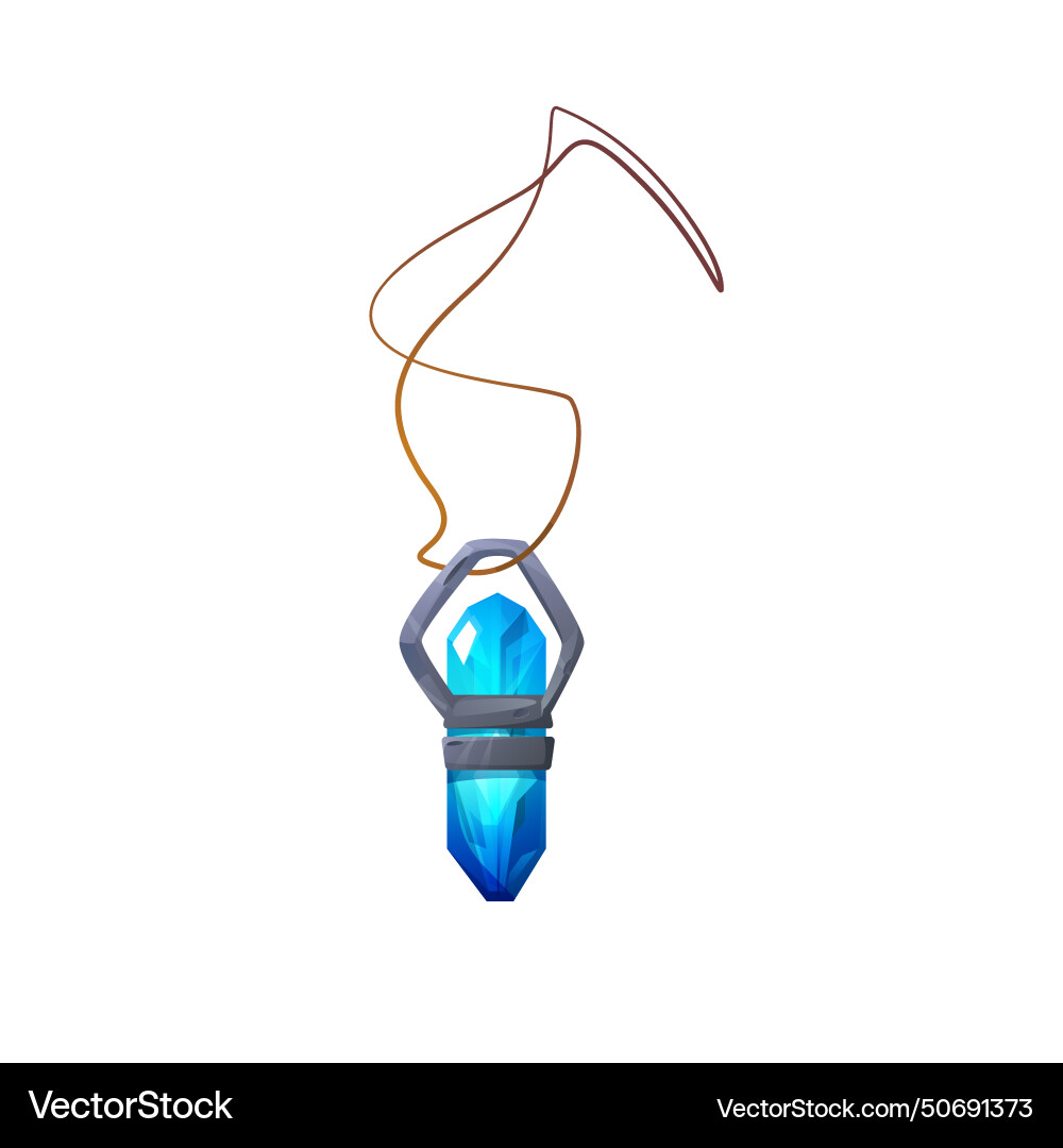 Amulet on rope with blue gem flat style Royalty Free Vector