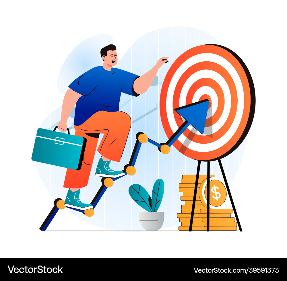 Business target concept in modern flat design Vector Image