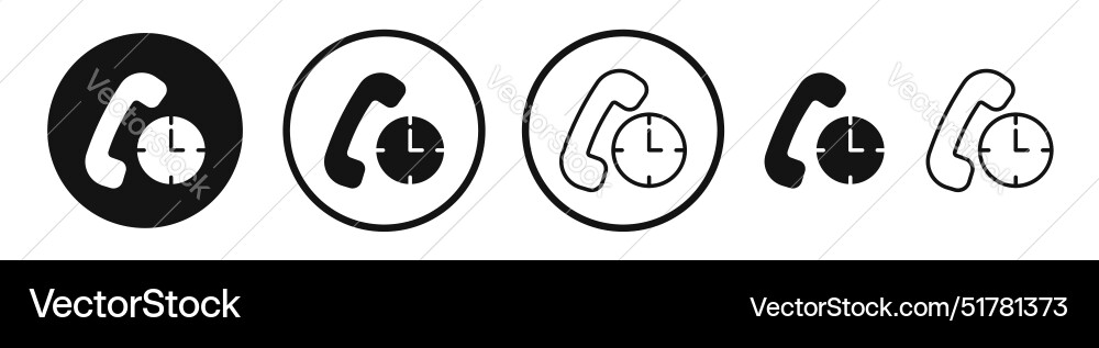 Call duration icon set black filled and outlined Vector Image