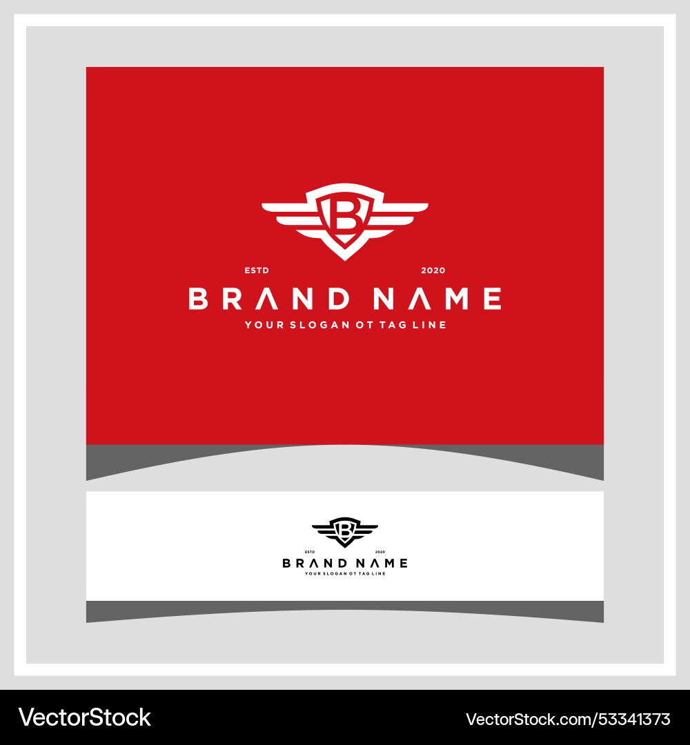 Creative letter b shield wing logo design concept Vector Image