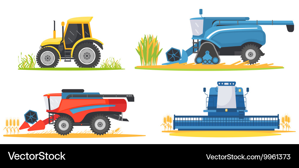 Farming agricultural machines and farm vehicles Vector Image