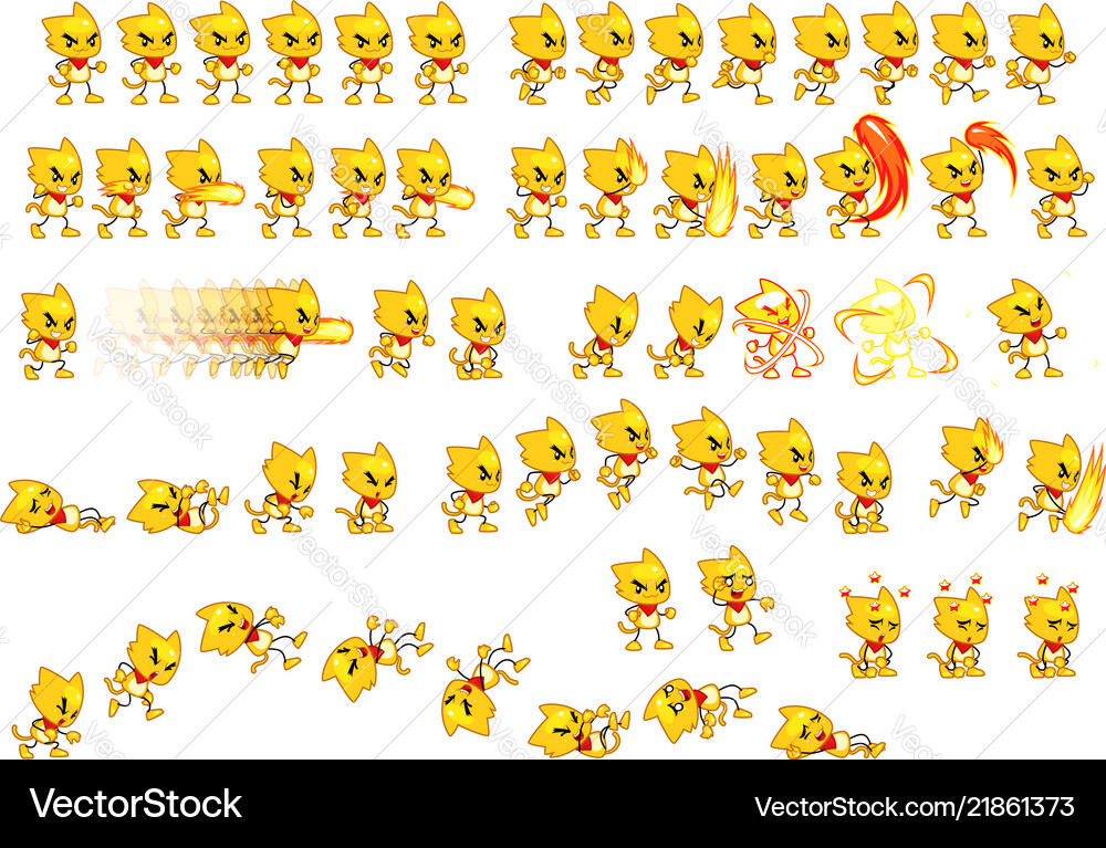 Fighting cat game sprites Royalty Free Vector Image
