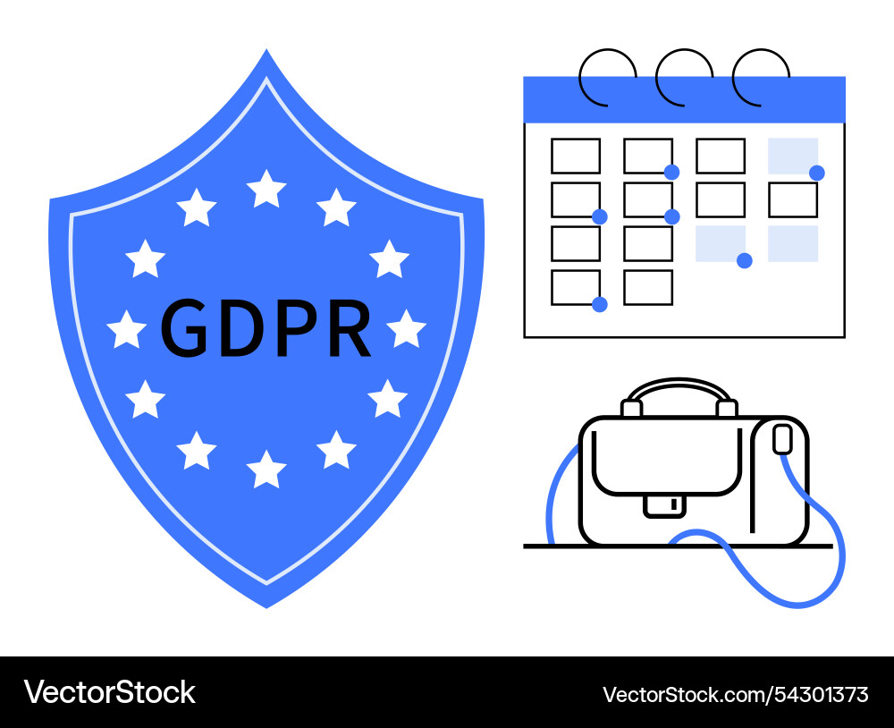 Gdpr compliance calendar with shield emblem Vector Image