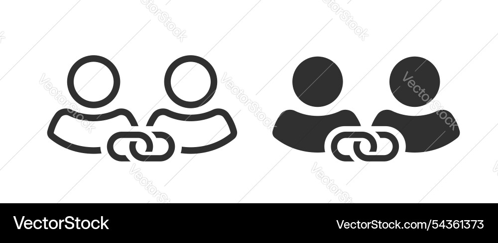 Linked people chain icon simple graphic set two Vector Image