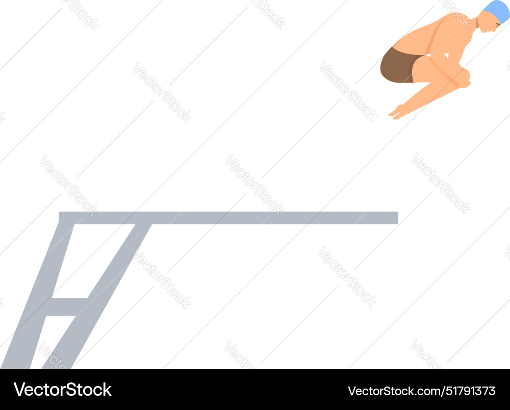 Male swimmer jumping from springboard into water Vector Image