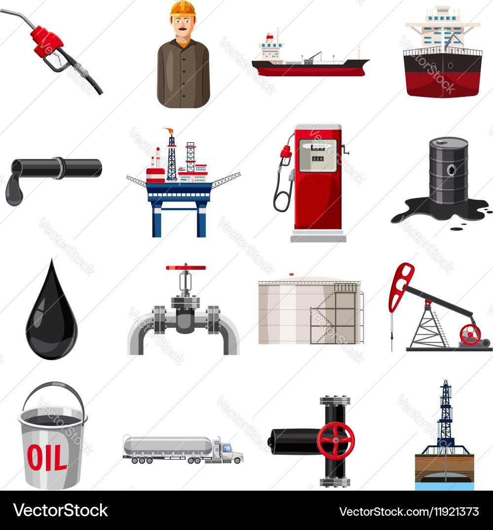 Oil Production Icon Set Royalty Free Vector Image