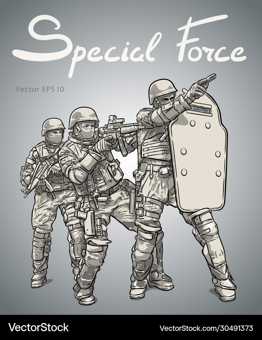 Police forces anti terror operation sketch Vector Image