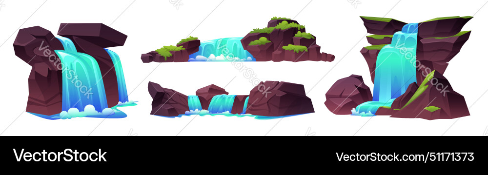 Rocky Waterfalls Landscape Royalty Free Vector Image