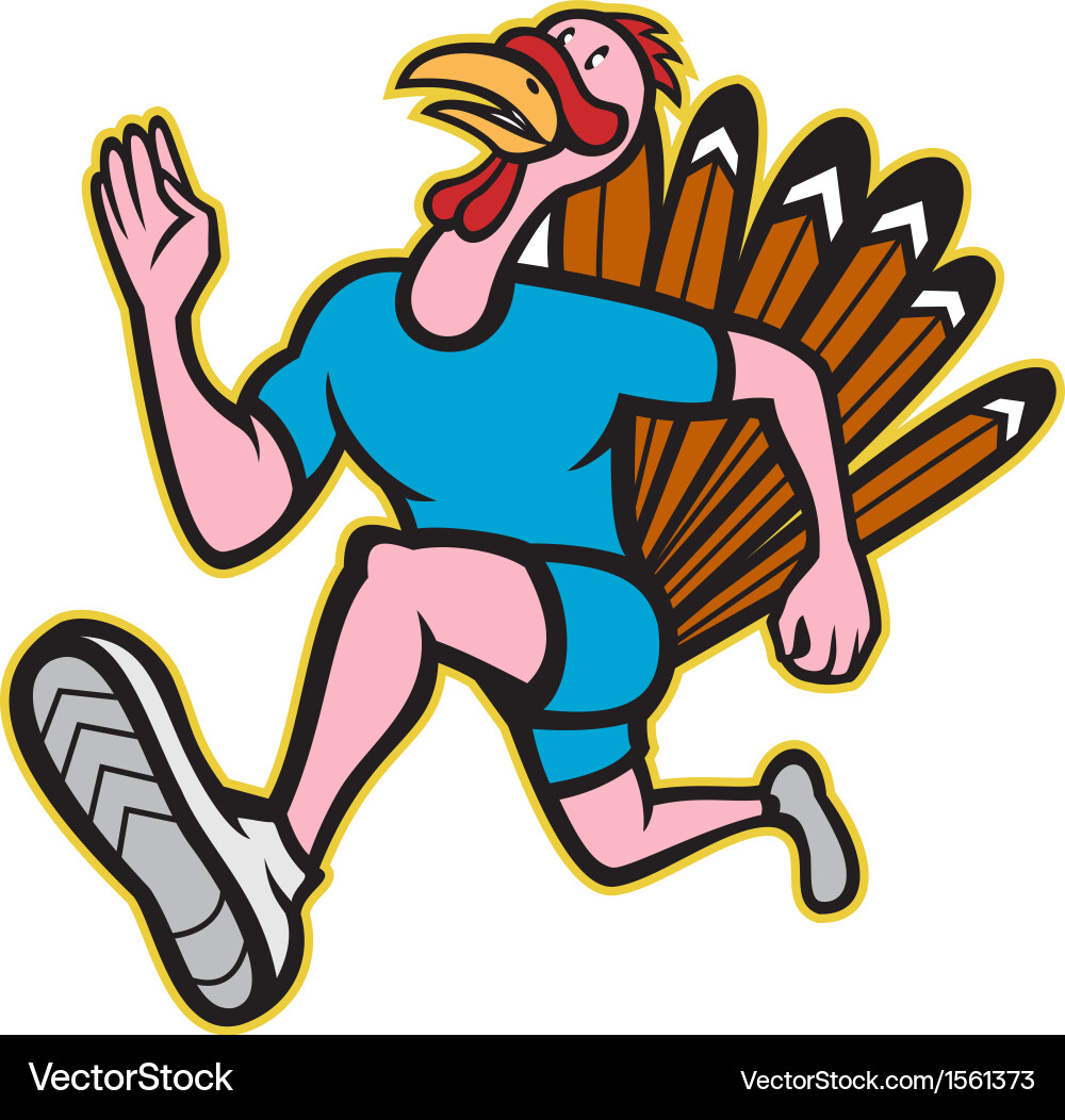 Turkey run runner side cartoon isolated Royalty Free Vector