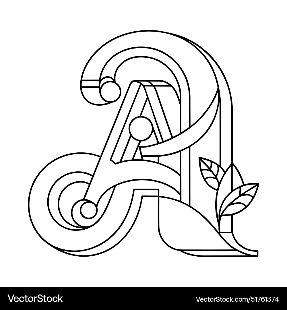 A alphabet continuous line art Royalty Free Vector Image