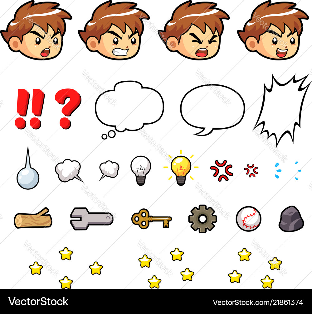 Action Boy Sprite Sheet Royalty Free Vector Image